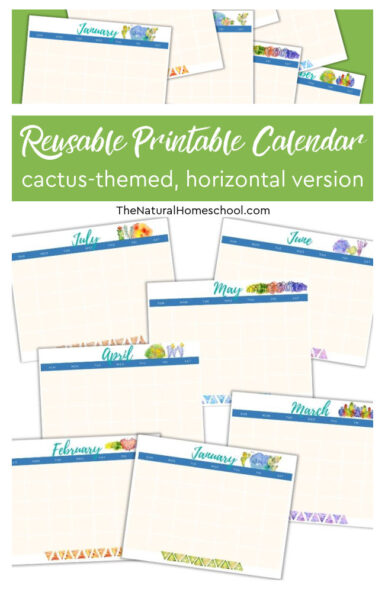 Printable Horizontal Homeschool Calendar - The Natural Homeschool