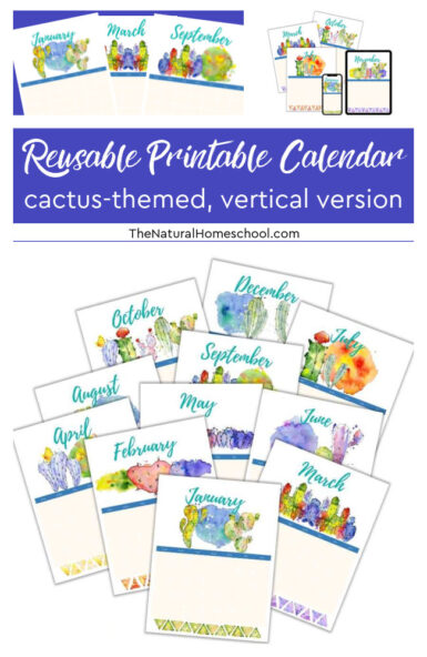 Printable Vertical Homeschool Calendar - The Natural Homeschool