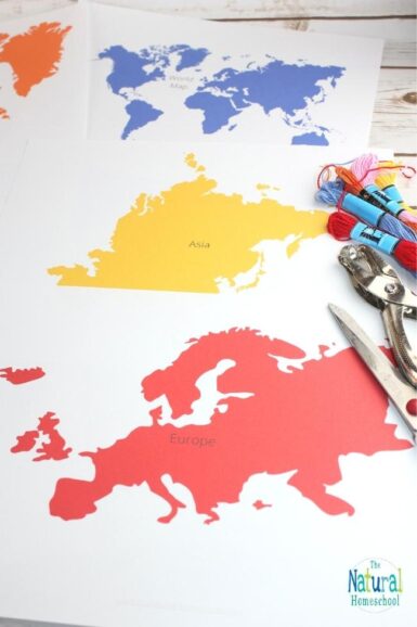 Montessori Continent & World Maps for Lacing - The Natural Homeschool Shop